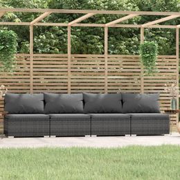 vidaXL Sofa Mit Kissen Grau Poly Rattan