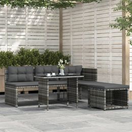 vidaXL 4-Tlg. Garten-Lounge-Set Poly Rattan | Farbe: Grau