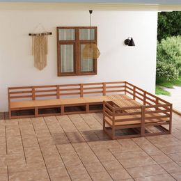 vidaXL 9-Tlg. Garten-Lounge-Set Massivholz Kiefer | Farbe: Honigbraun | Polster enthalten: Nein