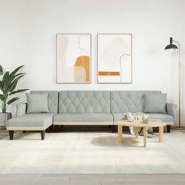 vidaXL Schlafsofa In L-Form 271X140X70 Cm Samt | Farbe: Hellgrau