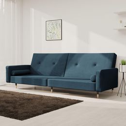 vidaXL Schlafsofa 2-Sitzer Mit 2 Kissen Samt | Farbe: Blau