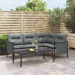 vidaXL 2-Tlg. Garten-Lounge-Set Anthrazit Stahl | Modell: Tisch