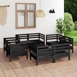 vidaXL 9-Tlg. Garten-Lounge-Set Kiefer Massivholz | Farbe: Schwarz