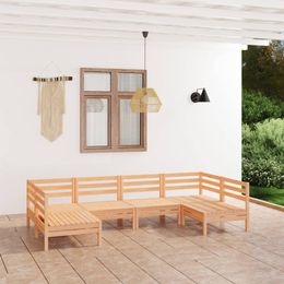 vidaXL 6-Tlg. Garten-Lounge-Set Massivholz Kiefer | Farbe: Natur