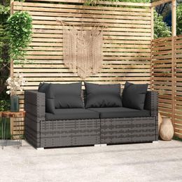 vidaXL Sofa Mit Kissen Grau Poly Rattan