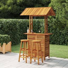 vidaXL 3-Tlg. Gartenbar-Set Massivholz Akazie | Anzahl der Artikel: 3 | Modell: Barhocker mit runder Sitzfläche