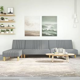 vidaXL Schlafsofa In L-Form 255X140X70 Cm Stoff | Farbe: Hellgrau