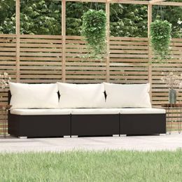 vidaXL Sofa Mit Kissen Schwarz Poly Rattan