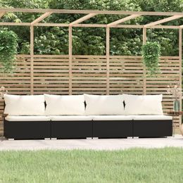 vidaXL Sofa Mit Kissen Schwarz Poly Rattan