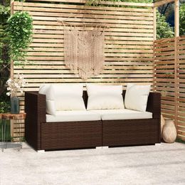 vidaXL Sofa Mit Kissen Braun Poly Rattan