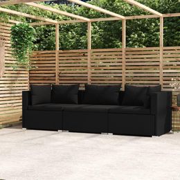 vidaXL 3-Sitzer-Sofa Mit Kissen Poly Rattan