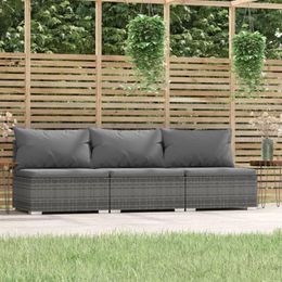 vidaXL Sofa Mit Kissen Grau Poly Rattan