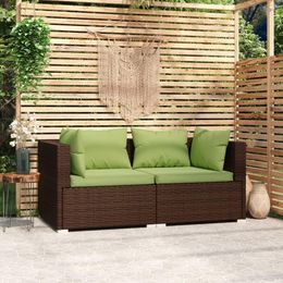 vidaXL Sofa Mit Kissen Braun Poly Rattan