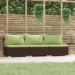 vidaXL Sofa Mit Kissen Braun Poly Rattan