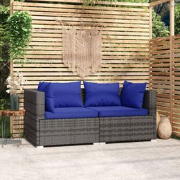 vidaXL Sofa Mit Kissen Grau Poly Rattan