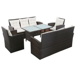 vidaXL 5-Tlg. Garten-Lounge-Set Mit Auflagen Poly Rattan | Farbe: Braun