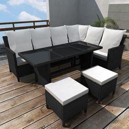 vidaXL 4-Tlg. Garten-Lounge-Set Mit Auflagen Poly Rattan | Farbe: Schwarz