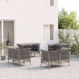 vidaXL 8-Tlg. Garten-Lounge-Set Mit Kissen Grau Poly Rattan | Anzahl der Artikel: 8