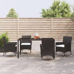 vidaXL 9-Tlg. Garten-Essgruppe Mit Kissen Schwarz Poly Rattan | Anzahl der Artikel: 4 | Größe: 150 cm Tischlänge