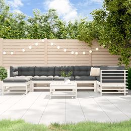 vidaXL 8-Tlg. Garten-Lounge-Set Mit Kissen Massivholz Douglasie | Farbe: Weiße Kiefer