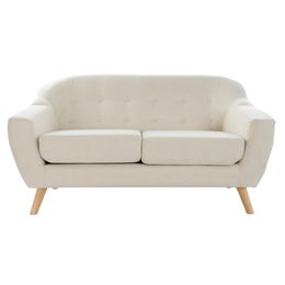 Zweisitzer-Sofa DKD Home Decor Creme natürlich Kautschukholz Kunststoff Moderne Scandi 146 x 84 x 82 cm