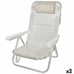 Klappstuhl mit Kopfstütze Aktive Ibiza Beige 48 x 84 x 46 cm (2 Stück)