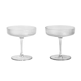 ferm LIVING - Ripple Champagnerglas (2er-Set), klar