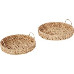 Dekotablett OTTO products "Leeann", beige (natur), H:5cm Ø:33cm, Geflecht Wasserhyazinthe, Dekoschalen, aus Wasserhyacinthe