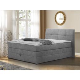 Boxspringbett Home Affaire "Finja", silber, B:105cm L:211cm, Komplettbetten, Boxspringbett, besonders komfortable Liegehöhe, mit praktischem Bettkasten