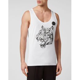 T-Shirt Plein Sport "Tiger", Herren, Gr. XL, schwarz-weiß (0102, weiß, schwarz), Obermaterial: 100% Baumwolle, Shirts