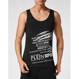 T-Shirt Plein Sport "Lettering", Herren, Gr. L, 0201, schwarz, weiß, Obermaterial: 100% Baumwolle, Shirts