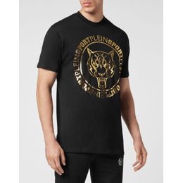 T-Shirt Plein Sport "Carbon Tiger", Herren, Gr. M, 0294, schwarz, lightgold, Obermaterial: 100% Baumwolle, Shirts