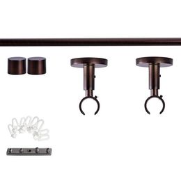 VICTORIA M Gardinenstange Set Innenlauf | 1-läufig, 19 mm, 140 cm, rot-bronze + Decke, Kappe, Gleiter