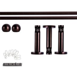 VICTORIA M Gardinenstange Set Innenlauf | 1-läufig, 19 mm, 400 cm, rot-bronze + Wand, Kugel-Ball, Gleiter