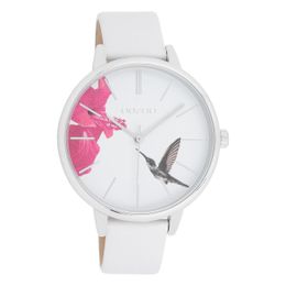 Oozoo Armbanduhr weiß Leder Timepieces Damen Analog-Quarzuhr UOC11066