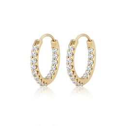 Elli Premium Paar Creolen &raquo;Creolen Topas Wei&szlig; 375 Gelbgold&laquo; Gold onesize Ohrringe f&uuml;r Damen mit funkelndem Topas in Diamantschliff