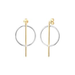 Elli Paar Ohrstecker &raquo;Ohrstecker Rund Bicolor 925 Sterling Silber vergoldet&laquo; Gold onesize Ohrringe f&uuml;r Damen in geometrischem Design verleihen...