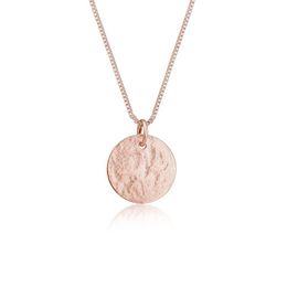 Elli Kette mit Anhänger »Plättchen Organic 925 Sterling Silber« Rosegold 45 Halskette für Damen aus 925 Sterling Silber mit geometrischem...