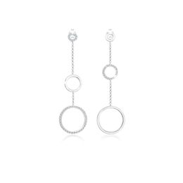 Elli Premium Paar Ohrhänger »Ohrhänger lang Kreis Glas Kristalle Weiß 925 Sterling Silver« Silber onesize Ohrringe für Damen mit Glas Kristallen...