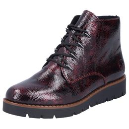 Rieker Plateaustiefelette, Schnürstiefelette, Keilboots mit Anziehschlaufe in glänzendem Look bordeaux 37 37 Schnürstiefelette mit modischer...
