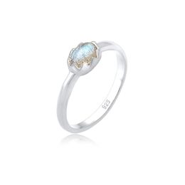Elli Verlobungsring &raquo;Labradorit Grau 925 Sterling Silber&laquo; Silber 52 mm Verlobungsring f&uuml;r Damen mit edlem Labradorit in ovaler Cabochon-Schliff