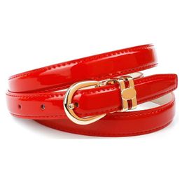 Anthoni Crown Lederg&uuml;rtel, in schmaler Form aus Lackleder, schick und elegant rot