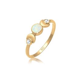 Elli Fingerring »Halbmond Zirkonia Synthetischer Opal 925 Sterling Silber« Gold 58 mm Ring für Damen mit synthetischem Opal und Zirkonia verleiht...