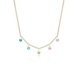 Elli Collierkettchen »Glas Kristalle Pastell 925 Sterling Silber vergoldet« Gold 45 Halskette für Damen mit Glas Kristallen verleiht jedem Outfit...