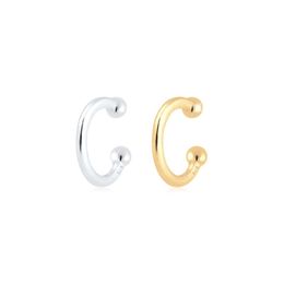Elli Damen Paar Ohrhaken &raquo;Earcuff Set Bicolor 925 Sterling Silber vergoldet&laquo; silber