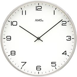 AMS Wanduhr »W9658« Quarzuhr, Wohnzimmer, Esszimmer, Küche, Arbeitszimmer, Büro, Flur silberfarben Zeitlos schöne Wanduhr