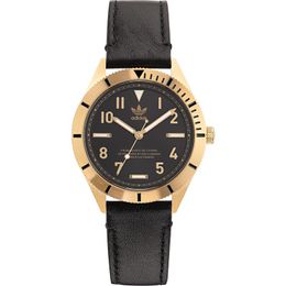 adidas originals Quarzuhr »EDITION THREE« Armbanduhr, Damenuhr, Herrenuhr, unisex, analog, Lederarmband schwarz-goldfarben 0 Angesagte Armbanduhr...