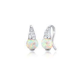 Elli Premium Paar Ohrhänger »Glas Kristalle Synthetischer Opal Weiß 925 Sterling Silber« Silber onesize Ohrringe für Damen mit synthetischem Opal...