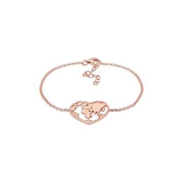 Elli Armband &raquo;Globus Herz 925 Sterling Silber&laquo; Rosegold 16 cm Armband f&uuml;r Damen mit Globus Details verleiht Eleganz am Handgelenk