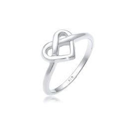 Elli Fingerring »Brezel Herz 925 Sterling Silber vergoldet« Silber 52 mm Ring für Damen verzaubert mit zeitlosem Herzsymbol in strahlendem Gold